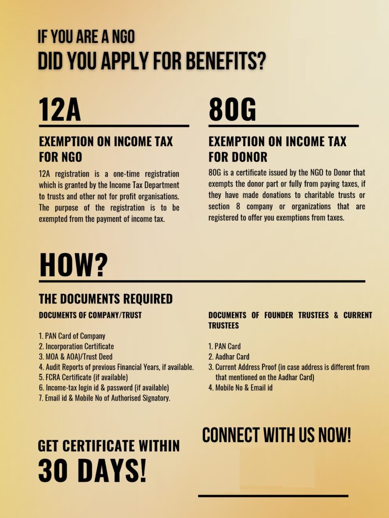 12A And 80G Registrations for Income tax Exemption - Rapid Startup LLP